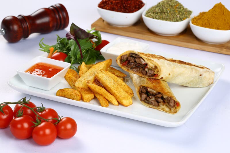 Traditional Turkish Durum, Wrap Stock Image - Image of doner, meal ...