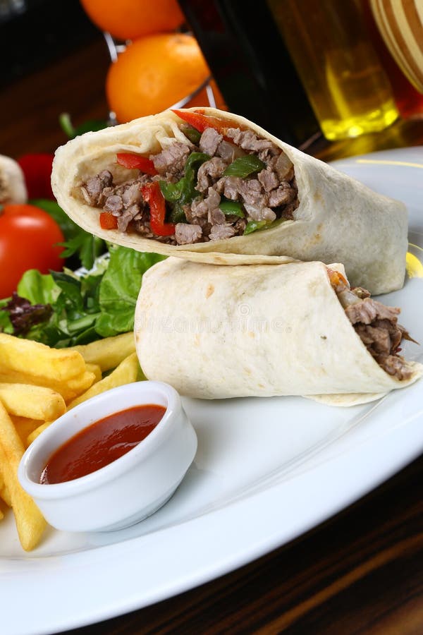 Traditional Turkish Durum, Wrap Stock Image - Image of barbecue, halal ...