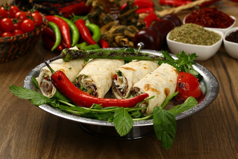Traditional Turkish Durum, Wrap Stock Image - Image of diet, grilled ...