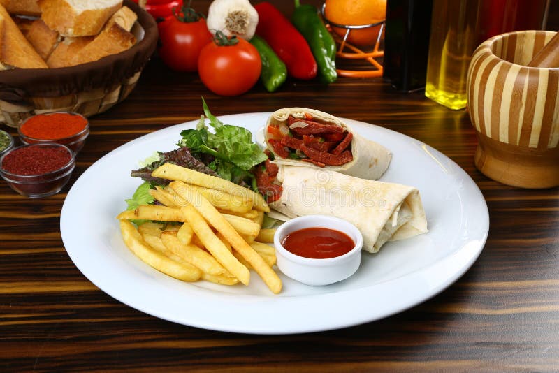 Traditional Turkish Durum, Wrap Stock Image - Image of adana, grilled ...