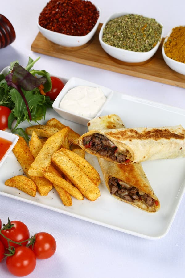 Traditional Turkish Durum, Wrap Stock Photo - Image of grilled, lettuce ...