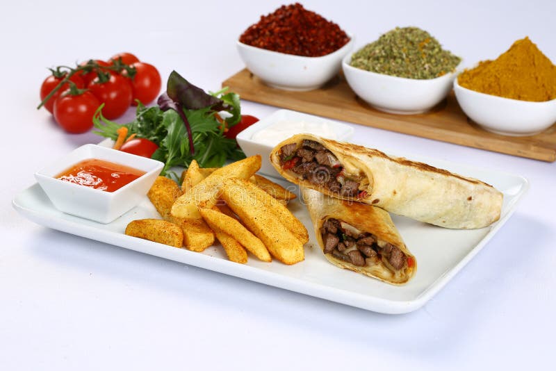 Traditional Turkish Durum, Wrap Stock Photo - Image of flat, hamburger ...