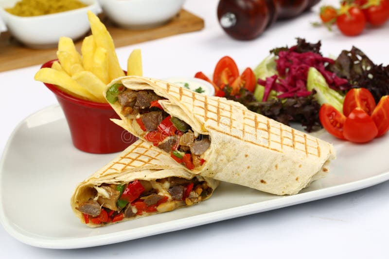 Traditional Turkish Durum, Wrap Stock Image - Image of grilled, herbs ...