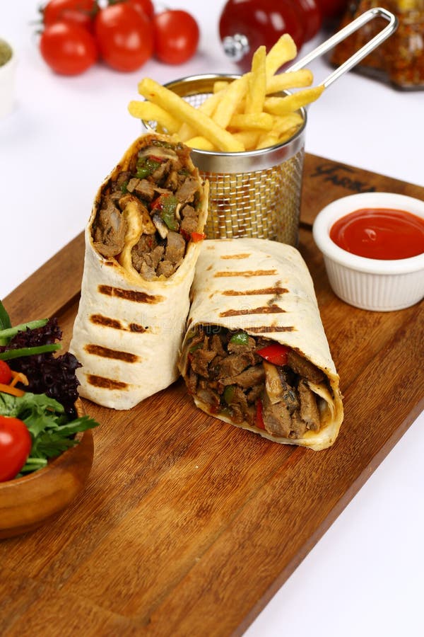 Traditional Turkish Durum, Wrap Stock Image - Image of barbecue, dish ...