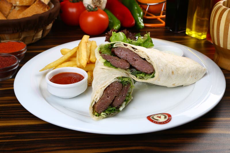 Traditional Turkish Durum, Wrap Stock Image - Image of asian, kebab ...