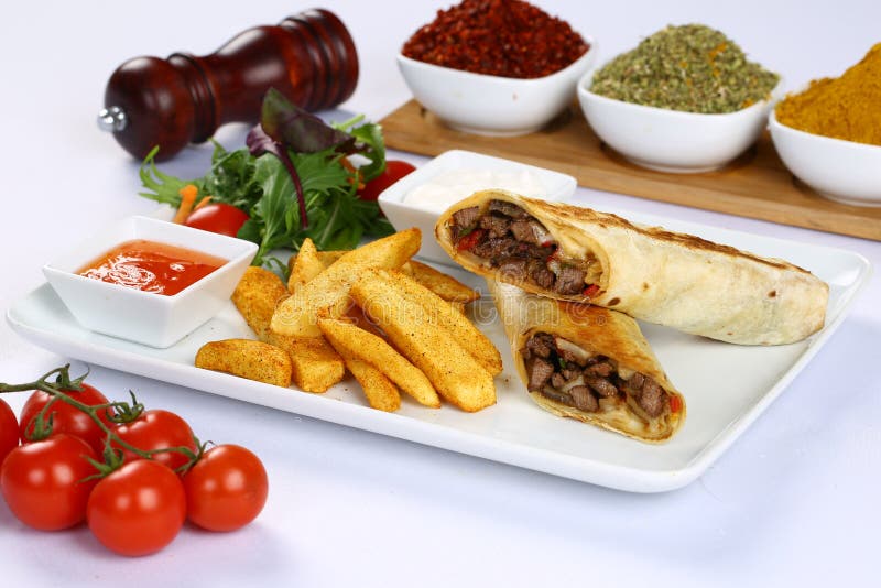 Traditional Turkish Durum, Wrap Stock Image - Image of halal, herbs ...