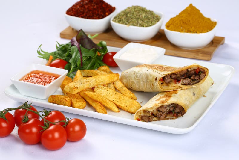 Traditional Turkish Durum, Wrap Stock Image - Image of durum, beef ...
