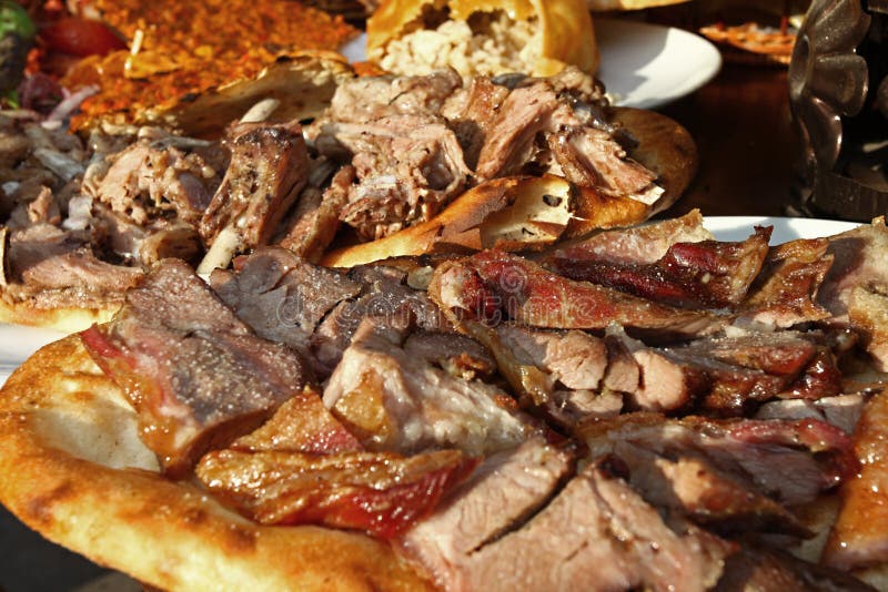 Traditional Turkish Food `Bread with Meat` and `Lahmacun` Stock Image ...