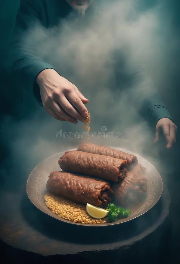 Traditional Turkish Food Made of Meat Stock Illustration - Illustration ...