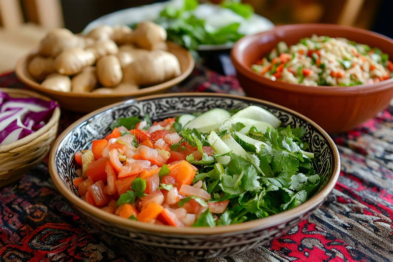 Traditional Turkish and Greek Dinner Meze Table. Stock Illustration ...