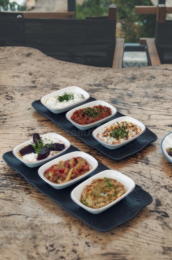 Traditional Turkish and Greek Dinner Meze Table. Stock Photo - Image of ...
