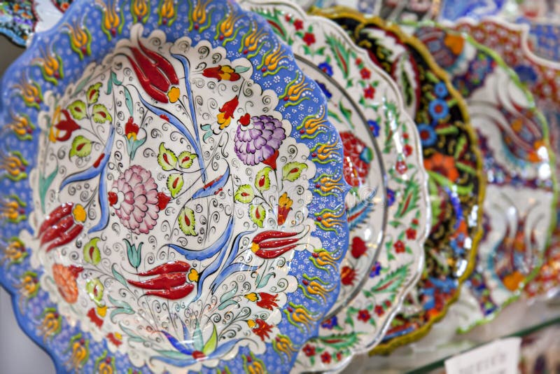 Traditional Turkish Iznik Plates Stock Photo - Image of china, design ...