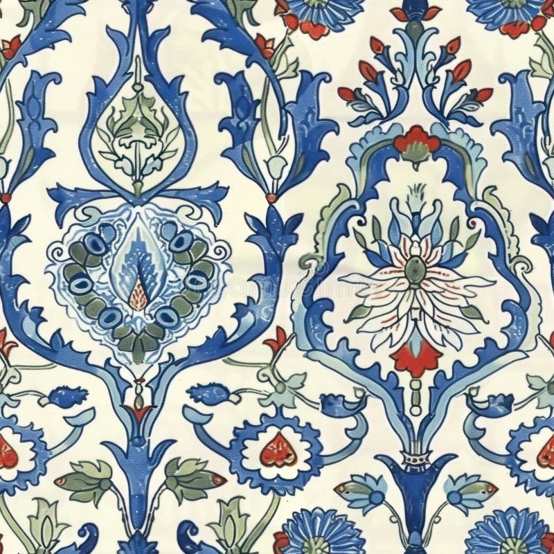 Traditional Turkish Iznik Tile Pattern with Floral Design Stock ...