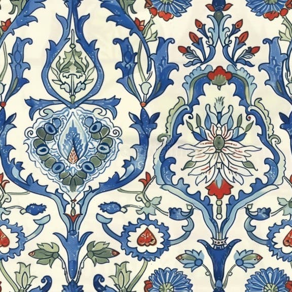 Traditional Turkish Iznik Tile Pattern with Floral Design Stock ...