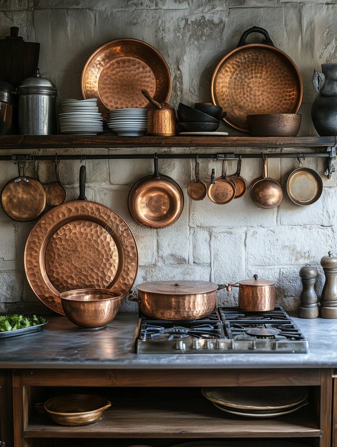 Traditional Turkish Kitchen Filled with Beautiful Copper Cookware and ...