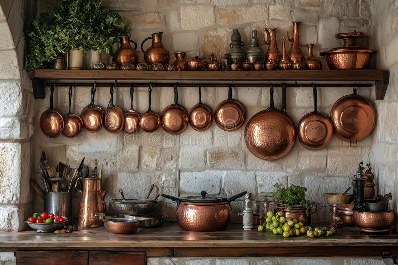 Traditional Turkish Kitchen Filled with Beautiful Copper Cookware and ...