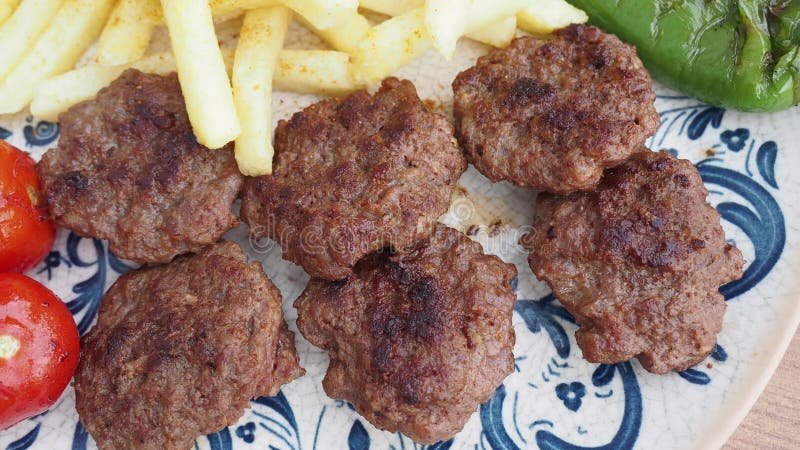 Traditional Turkish Kofte on Plate Stock Footage - Video of cooked ...