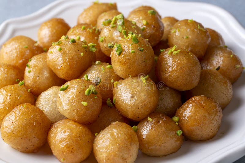 Traditional Turkish Lokma Sweet. Turkish Name Lokma Stock Image - Image ...