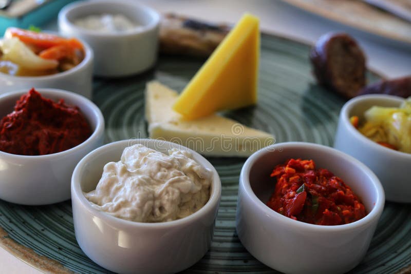 Traditional Turkish Meze on Dinner Table. Stock Photo - Image of ...