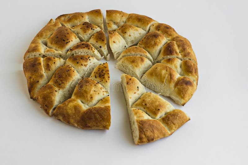 Triangle Cut Ramadan Bread,pide on the Wooden Plate,top View,flat ...