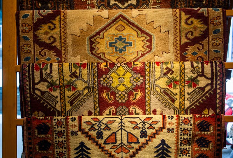 Traditional Turkish Rug Textile with Patterns Stock Image - Image of ...