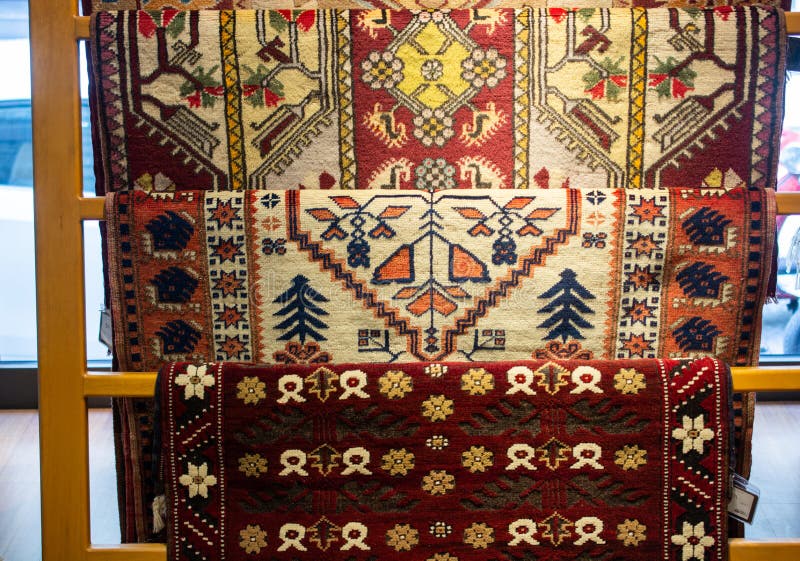 Traditional Turkish Rug Textile with Patterns Stock Photo - Image of ...