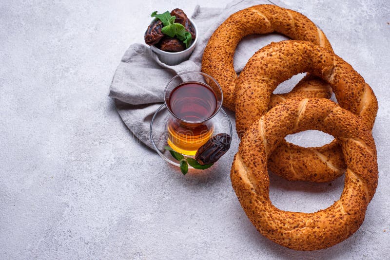 Traditional Turkish Simit with Sesame Stock Photo - Image of tasty ...