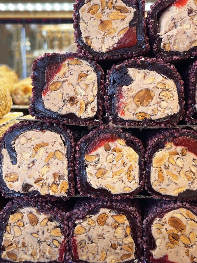 Traditional Turkish Sweets, Slices of Turkish Delight Close Up View ...