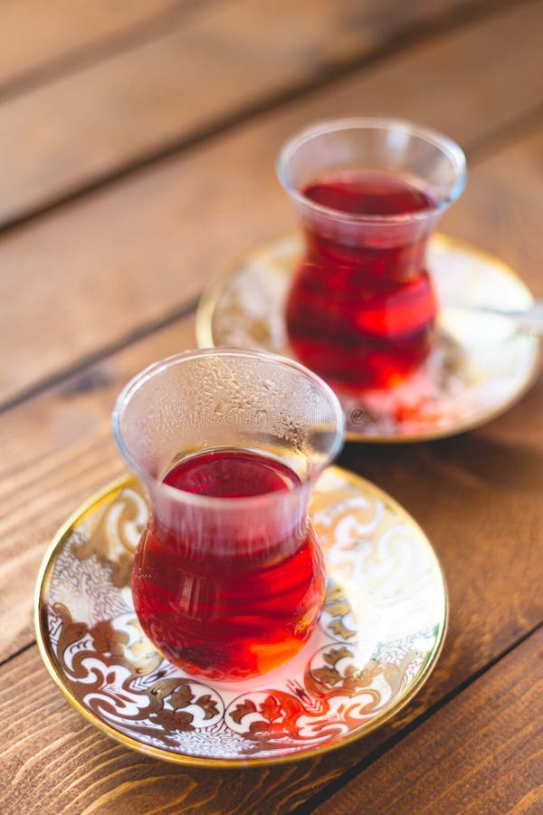 Traditional Turkish Tea in Authentic Glasses Stock Image - Image of ...