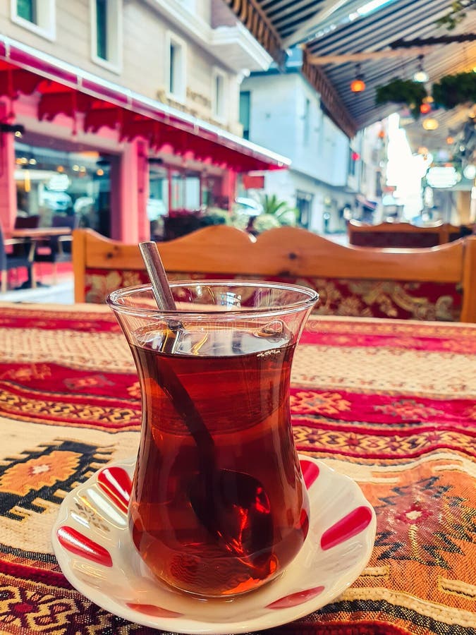 Traditional Turkish Tea in a Cafe in Istanbul Stock Image - Image of ...
