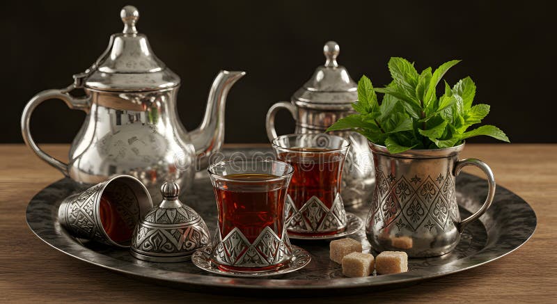Traditional Turkish Tea Ceremony Silver Set Mint Stock Photos - Free ...