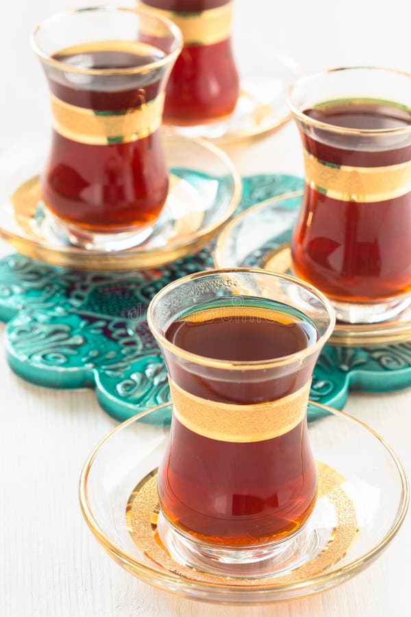 Traditional Turkish Tea in Glasses Stock Image - Image of exotic, food ...