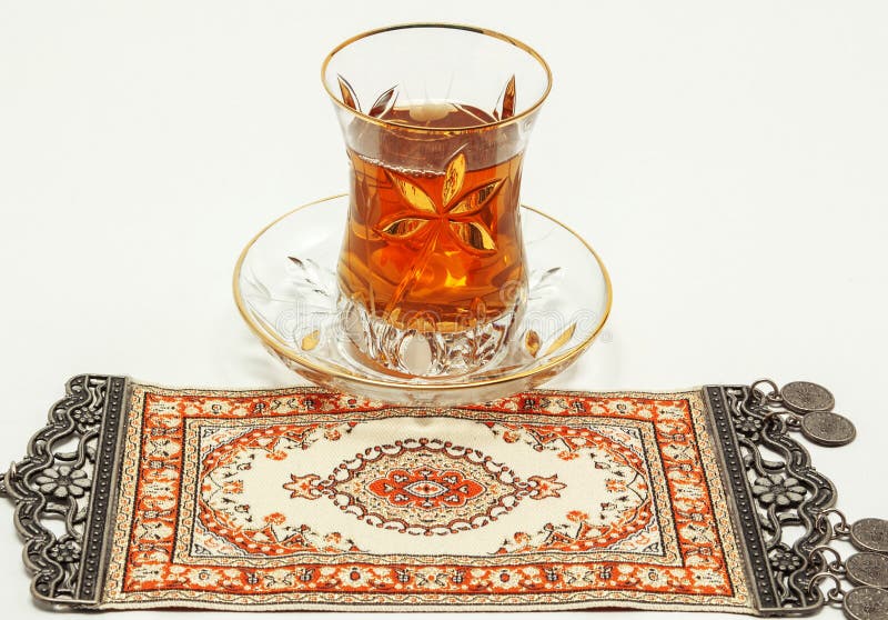 Traditional Turkish Tea Set with Turkish Carpet Stock Image - Image of ...