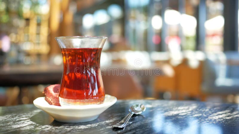 Traditional Turkish Tea on White Table . Stock Video - Video of black ...