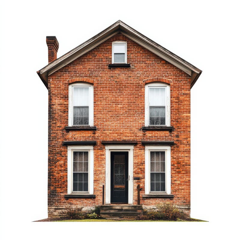Traditional TwoStory Brick House with Classic Windows and Charm Stock ...