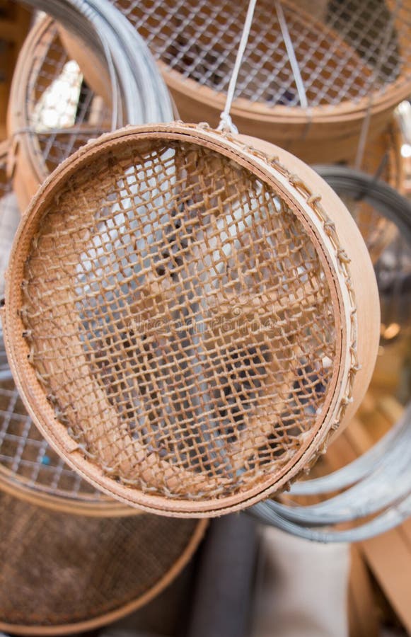 Traditional Type Wooden Sieve Stock Photo - Image of work, single: 96347562