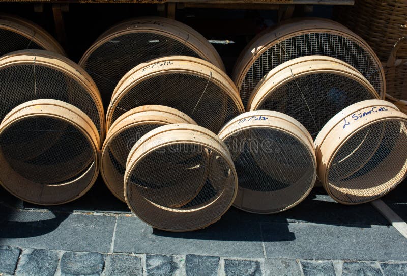 Traditional Type Wooden Sieves Stock Photo - Image of cooking, wheat ...