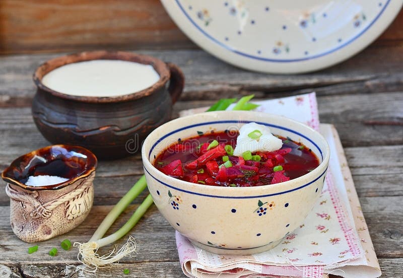 Traditional Ukrainian Beet Soup Borsch Stock Photo - Image of borscht ...