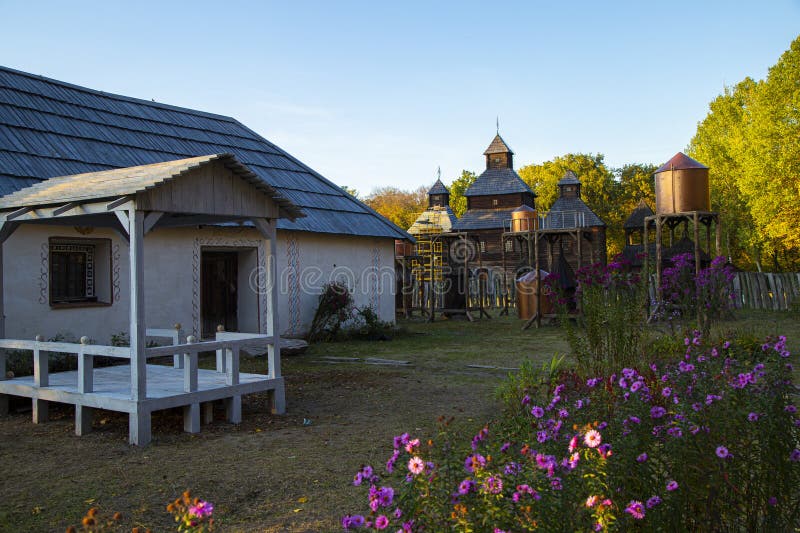 Traditional Ukrainian Countryside House and Yard Stock Photo - Image of ...
