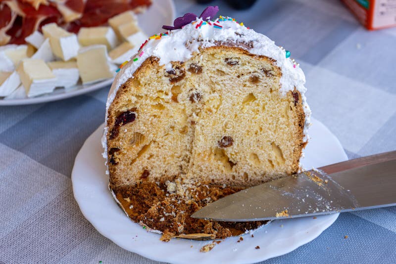 Traditional Ukrainian Easter Cake (paska) with Eggs Stock Photo - Image ...