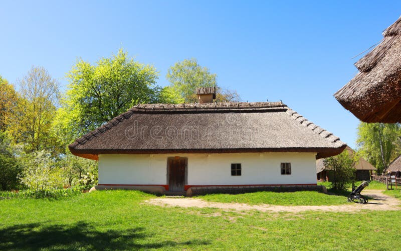 Traditional Ukrainian House in Pirogovo, Ukraine Stock Photo - Image of ...