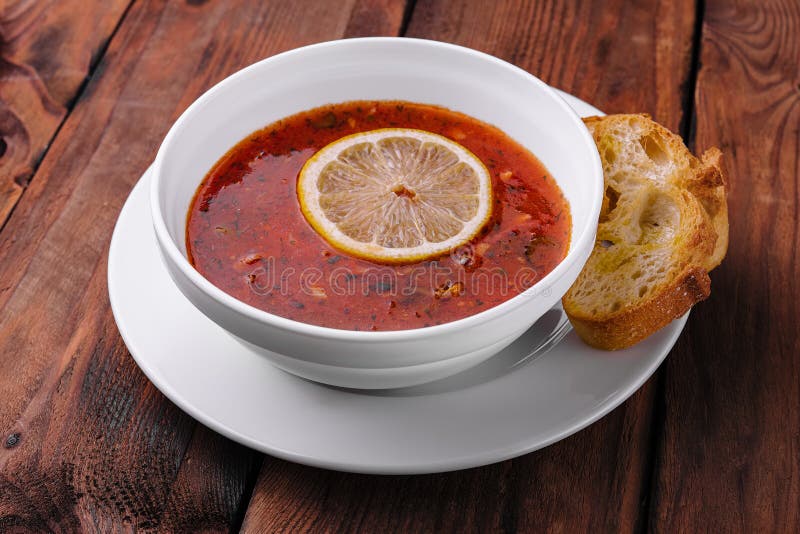 Traditional Ukrainian Meat Soup Solyanka Stock Photo - Image of dinner ...