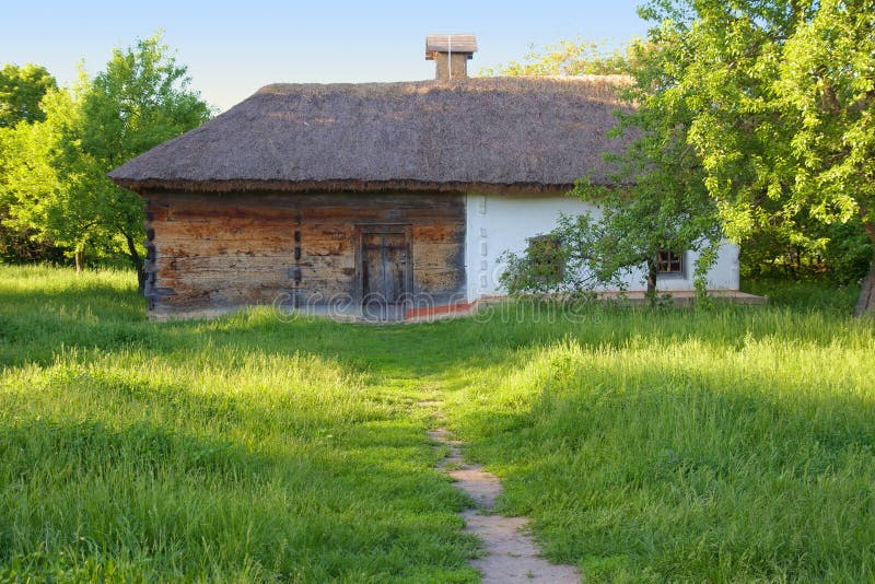 Traditional Ukrainian Rural House with Hay Roof ,Pirogovo,Europe Stock ...