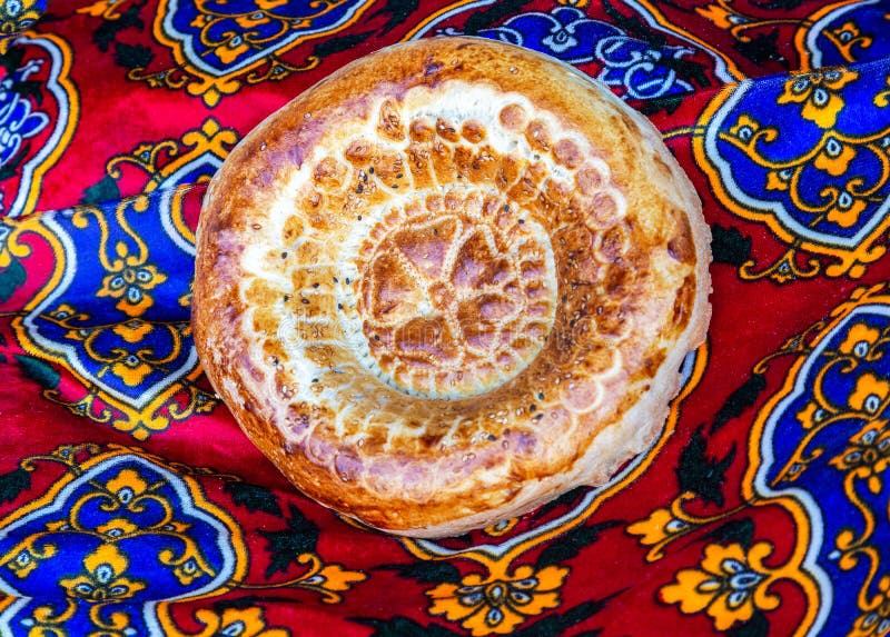 Traditional Uzbek Flatbread with Sesame Seeds Stock Image - Image of ...