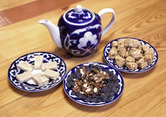 Traditional Uzbek Served Tea and Sweets Stock Image - Image of drinking ...