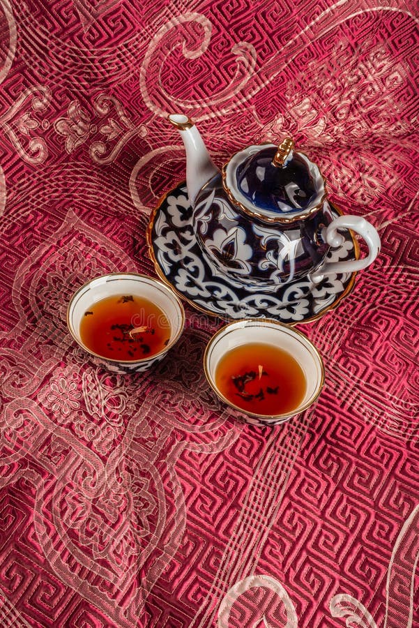 Traditional Uzbek Tea with Two Cups Stock Image - Image of cafe ...