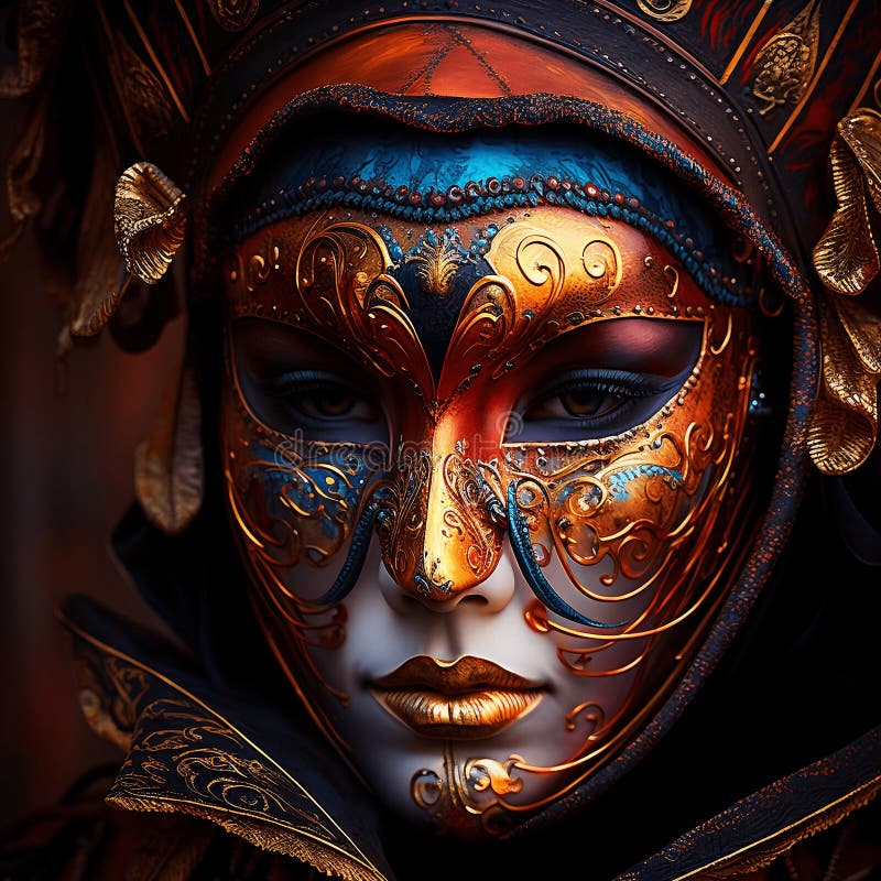 Venetian Carnival Mask, Created with Generative AI Stock Illustration ...