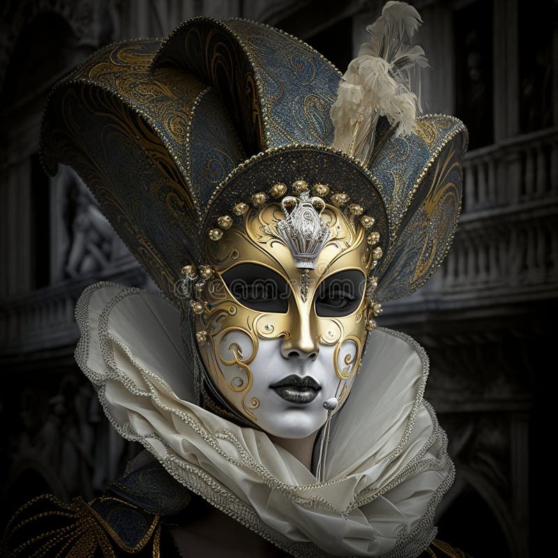 Venetian Carnival Mask, Created with Generative AI Stock Illustration ...