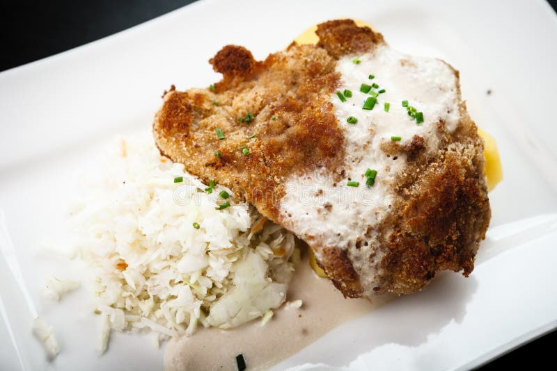 Traditional Viennese Schnitzel Stock Image - Image of meat, background ...