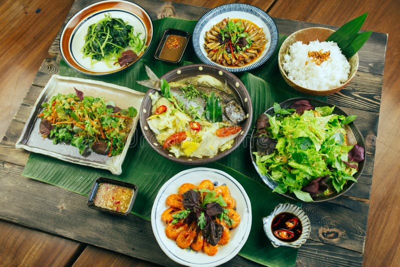 A Traditional Vietnamese Tray of Meal for Dinner or Lunch Stock Photo ...